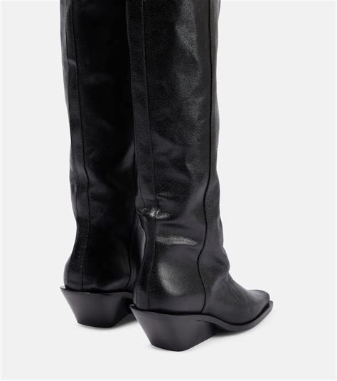 Hilde Leather Over The Knee Boots In Black Ann Demeulemeester Mytheresa