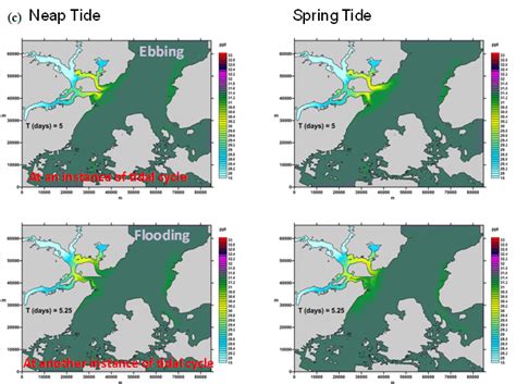 Acomputed Salinity Snapshots At Two Instances Of Tidal Cycles During Download Scientific