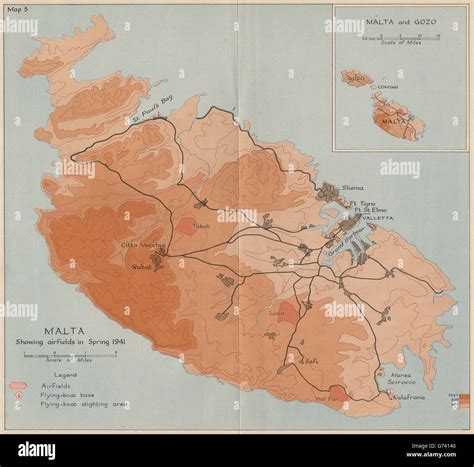 Siege Of Malta Malta Showing Airfields In Spring 1941 World War 2