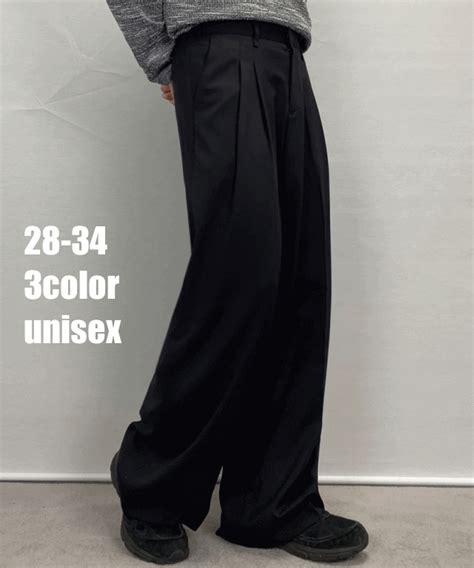 28 34size옆밴딩 하이웨스트 와이드슬랙스 3color 남녀공용팬츠 투턱 밴딩팬츠 슬렉스 1097 에이블리