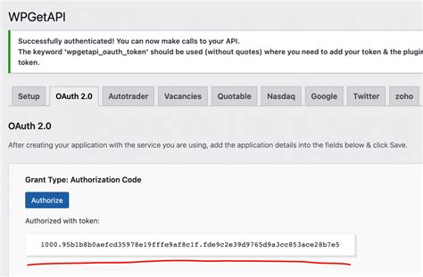 Grant Type Authorization Code WPGetAPI