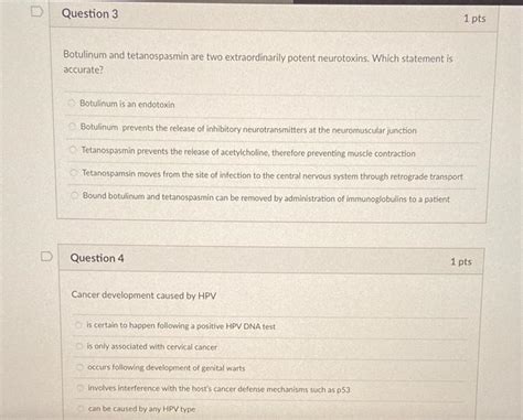 Solved Question 3 1 Pts Botulinum And Tetanospasmin Are Two