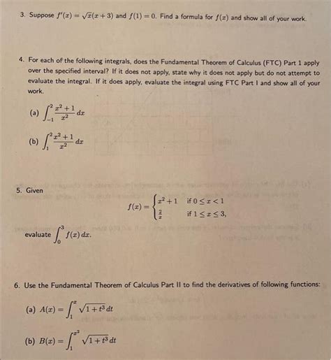 solved 3 suppose f′ x x x 3 and f 1 0 find a formula