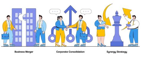 Business Merger Corporate Consolidation Synergy Strategy Concept With