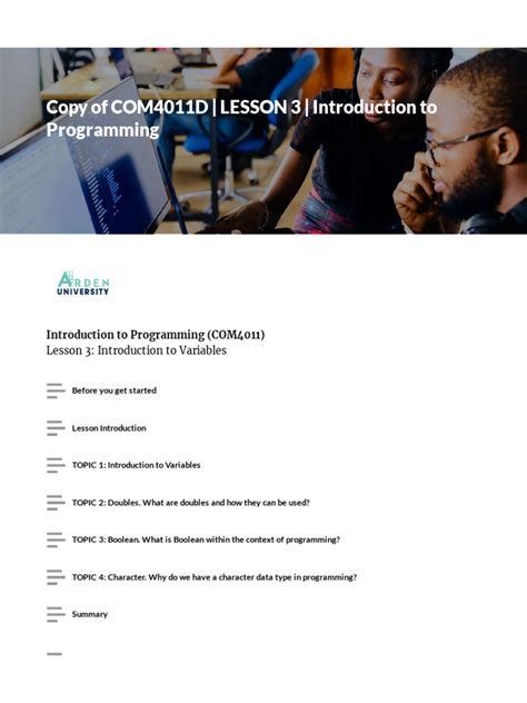 Com 4011 D Lesson 3 Introduction To Programming Pdf