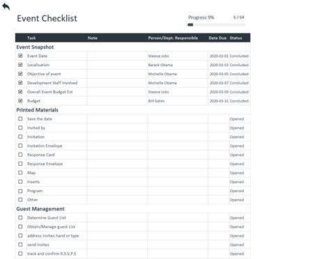 Excel Spreadsheet Checklist Templates
