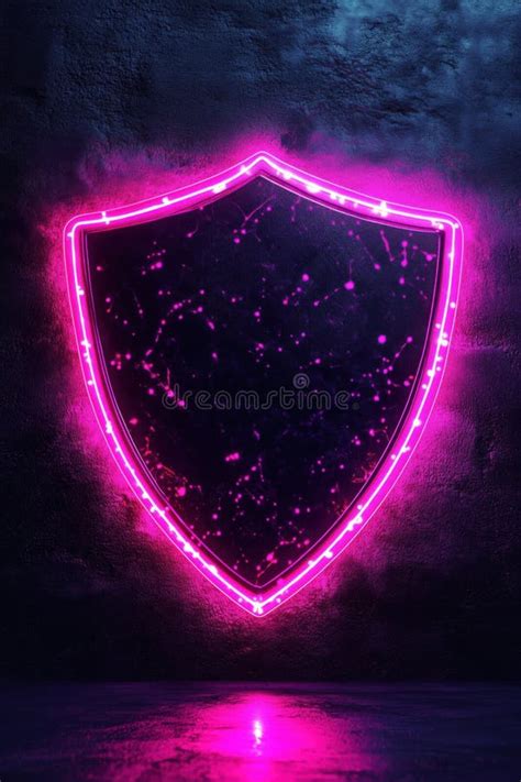 Neon Shield Design With Cosmic Background Futuristic Aesthetic Glowing Pink Lights Digital