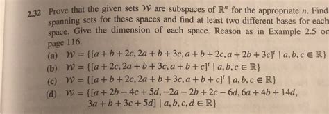 solved 2 32 prove that the given sets w are subspaces of r