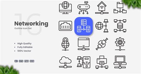 Networking Outline Icons Icons Ft Network And Nodes Envato