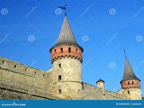 Castle Wall And Tower Medieval Fortification Stock Image Image Of