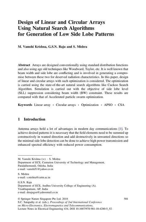 PDF Design Of Linear And Circular Arrays Using Natural Search Algorithms For Generation Of Low