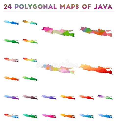 Set Of Vector Polygonal Maps Of Java Stock Vector Illustration Of Information Java 155931092