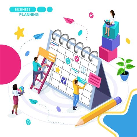 Premium Vector Isometric Business Concept Planning Business Planning Scheduling Actions