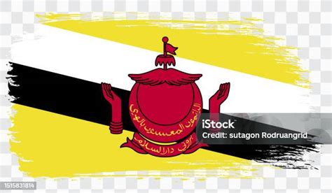 브루나이 국기와 함께 그런 지 브러시 스트로크 수채화 그림 깃발 포스터 국기의 배너 스타일 수채화 그리기 투명한 배경에 격리된 벡터입니다 가리기에 대한 스톡 벡터 아트 및
