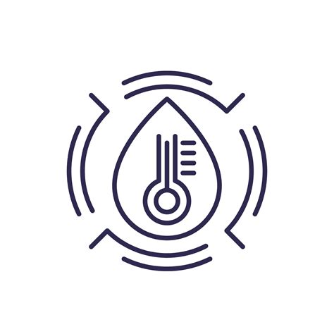 Water Temperature Line Icon With Thermometer 10135689 Vector Art At