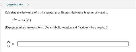 Solved Calculate The Derivative Of Y Chegg Com