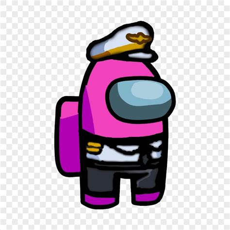 Hd Pink Among Us Crewmate Character With Captain Costume Png Citypng