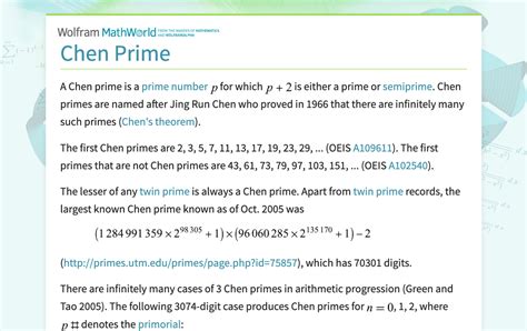 Chen Prime From Wolfram Mathworld