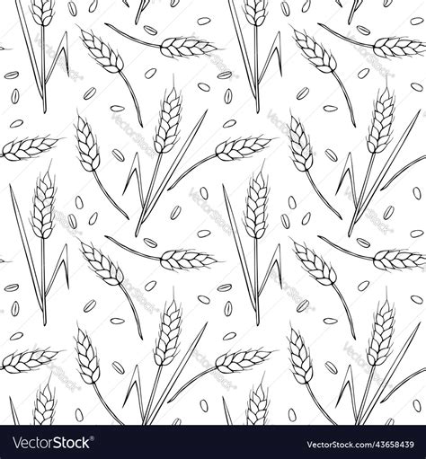 Wheat Spikelets Grains Seamless Pattern Royalty Free Vector