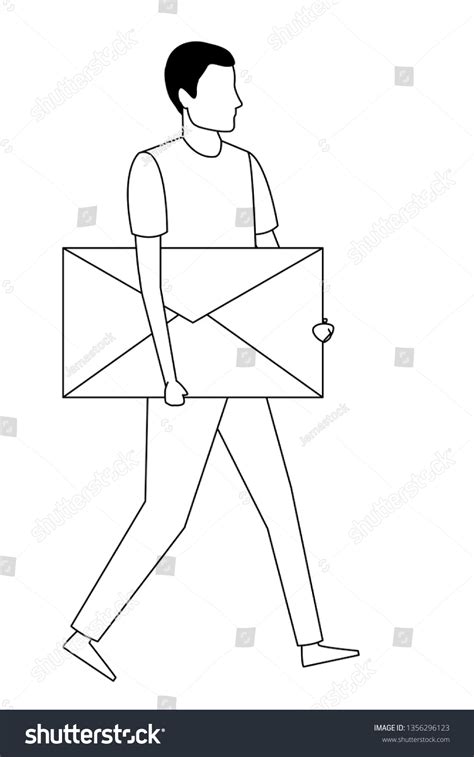 Man Hoding Email Envelope Symbol Black Stock Vector Royalty Free 1356296123 Shutterstock