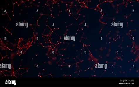 Abstract Red Digital Background With Cybernetic Particles Geometric