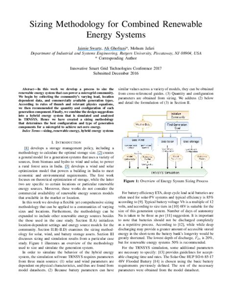 Pdf Sizing Methodology For Combined Renewable Energy Systems