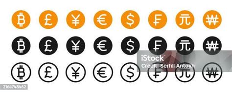 통화 아이콘 집합입니다 인기 있는 국제 통화 기호입니다 달러 유로 프랑 파운드 엔 비트코인 벡터 스위스 통화에 대한 스톡 벡터 아트 및 기타 이미지 Istock
