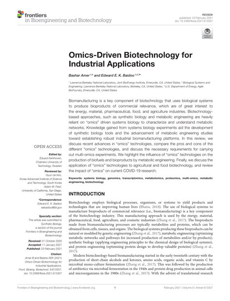 Pdf Omics Driven Biotechnology For Industrial Applications