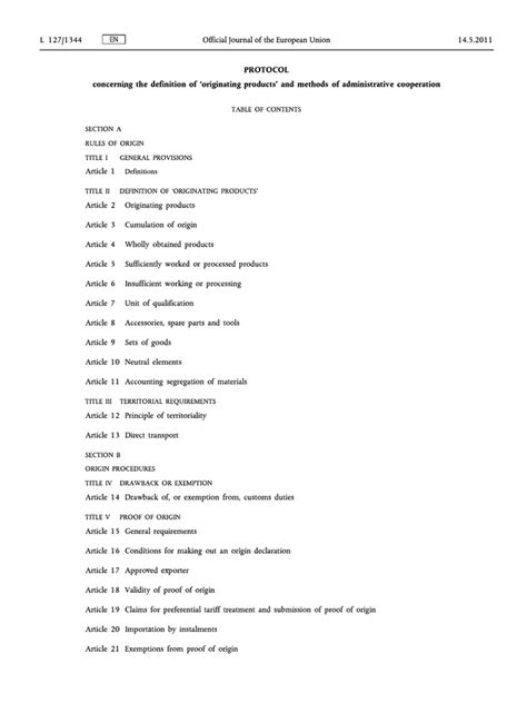 Kr Protocol On Rules Of Origin Pdf