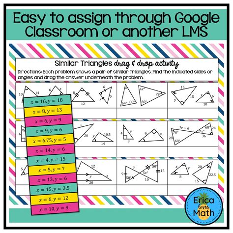 Similar Triangles And Similarity Theorems Digital Drag And Drop Activity
