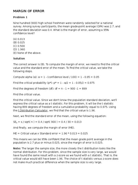 Margin Of Error Pdf Margin Of Error Errors And Residuals