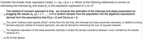 Solved Consider The Simple Linear Regression Model Y Bo Chegg