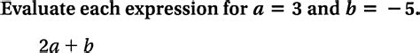 solved evaluate each expression for a 3 and b 5 2a b [math]