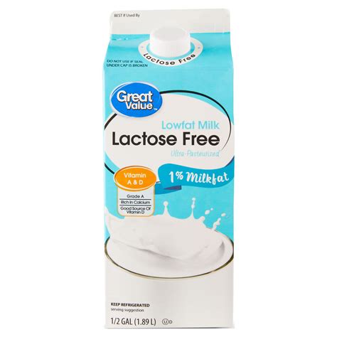 Great Value Lactose Free Low Fat Milk Half Gallon 64 Fl Oz Walmart