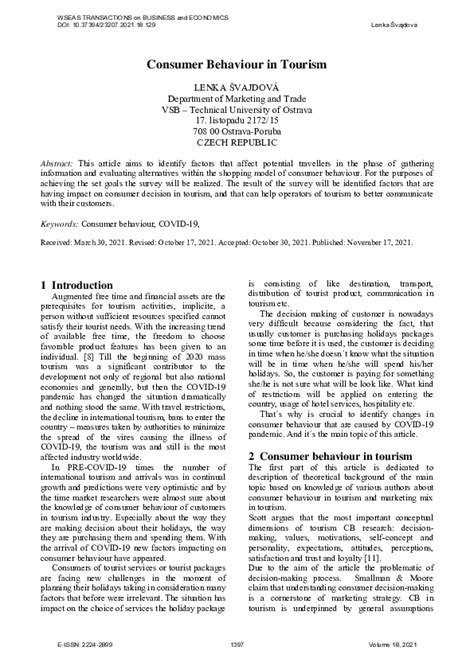 Pdf Consumer Behaviour In Tourism