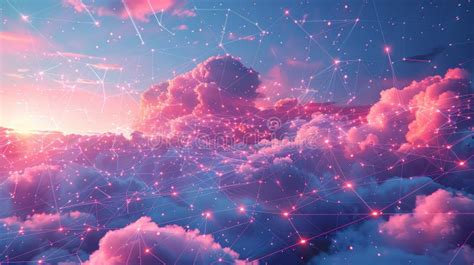 Frame Border Background Of Cloud Computing Concept With Digital Network Connections And Abstract