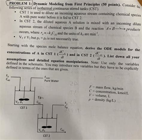 Solved PROBLEM Dynamic Modeling From First Principles Chegg