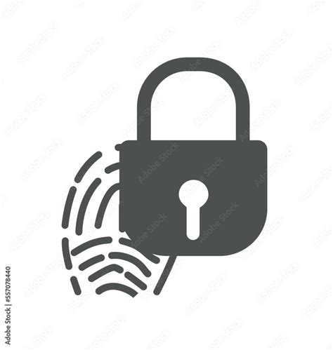 Biometric Authorization Line Icon Fingerprint On Closed Lock Metaphor For Access To Account Or