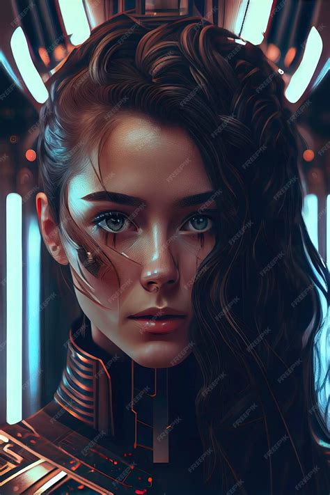 Premium Photo Woman Transformed Into Robot Eyes Close Up Skull To