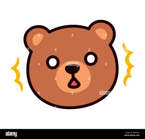 Cute Cartoon Shocked Bear Face Drawing Funny Character With Stunned