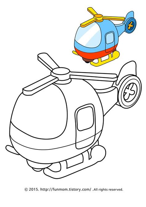 탈것 색칠공부프린트 도안 Helicopter Coloring Page 색칠 활동 헬리콥터 어린이 미술 활동