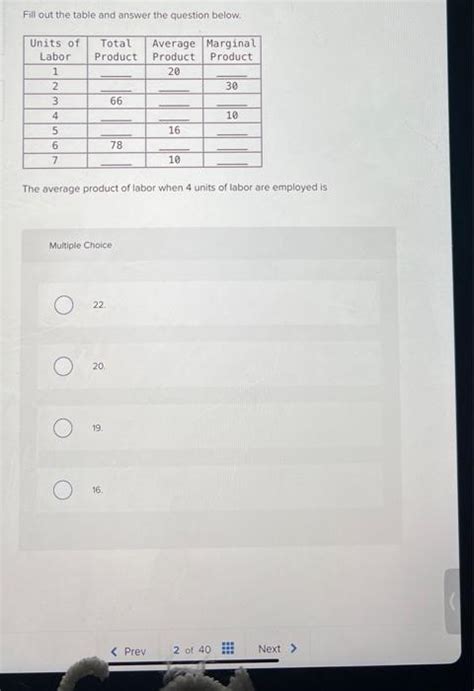 solved fill out the table and answer the question below