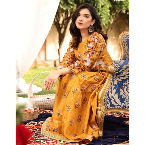 Yellow Multi Flower Embroidery Frock Ms Clothing Brands