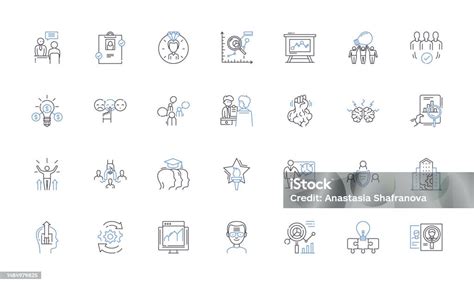 팀 감독자 라인 아이콘 컬렉션입니다 리더십 지도 책임 의사 소통 위임 조정 동기 부여 벡터 및 선형 그림 의사 결정 권한 부여 교육 개요 표지판 세트 결정에 대한 스톡 벡터