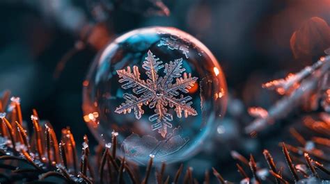 A Snowflake Trapped In A Bubble Premium Ai Generated Image