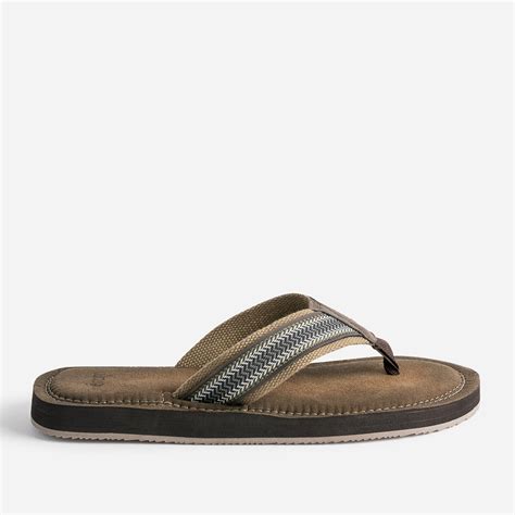 Tong Marron Avec Brides Textile Brodées Eram Homme Eram
