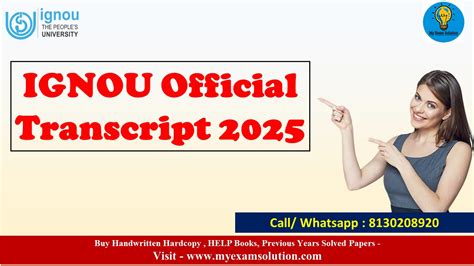 Ignou Official Transcript 2025 Apply Online How To Apply And Costs