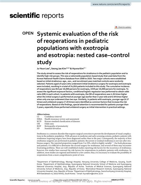 Pdf Systemic Evaluation Of The Risk Of Reoperations In Pediatric
