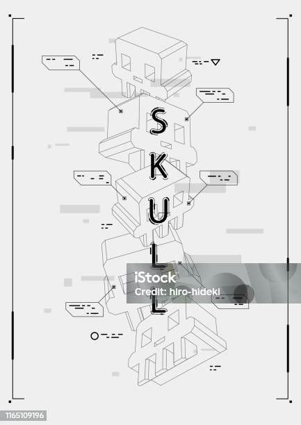 Hud 요소가있는 미래 지향적 인 포스터 웹 및 인쇄용 템플릿입니다 브로셔 및 전단지 레이아웃 두개골 구성 Dj에 대한 스톡 벡터 아트 및 기타 이미지 Istock