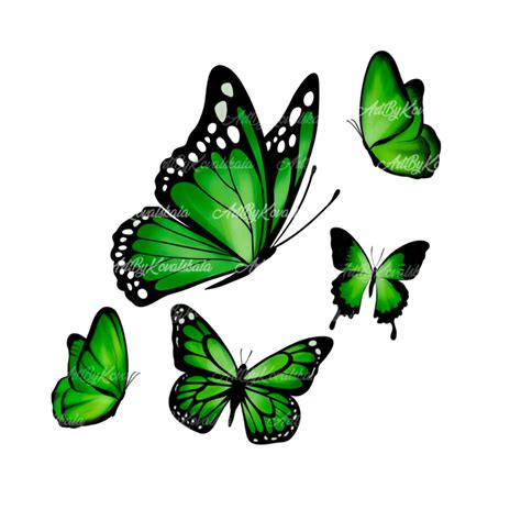 Green Butterflies Clipart